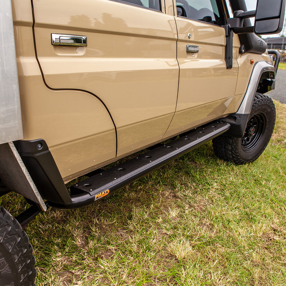 Toyota Landcruiser 76 Series (2016-2023) (FLAT) Phat Bars Rock Sliders ...