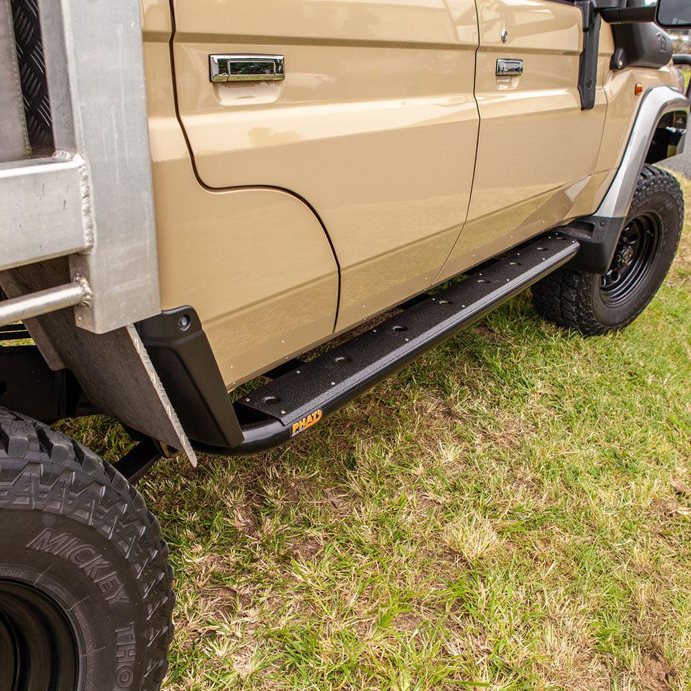 Toyota Landcruiser 76 Series (2016-2025) (FLAT) Phat Bars Rock Sliders ...